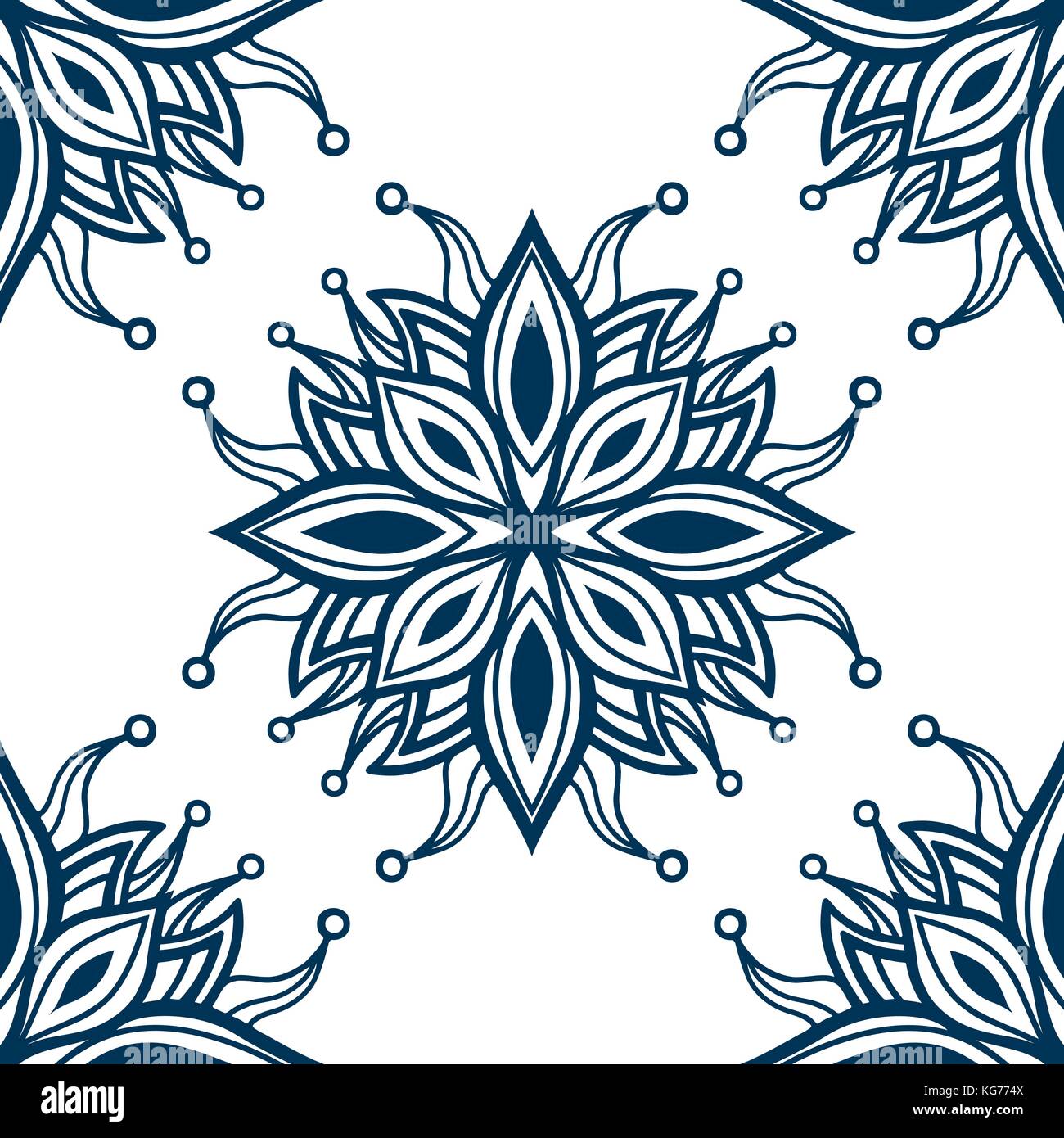 Blue seamless pattern. Design for dutch tile, background, textile Stock ...