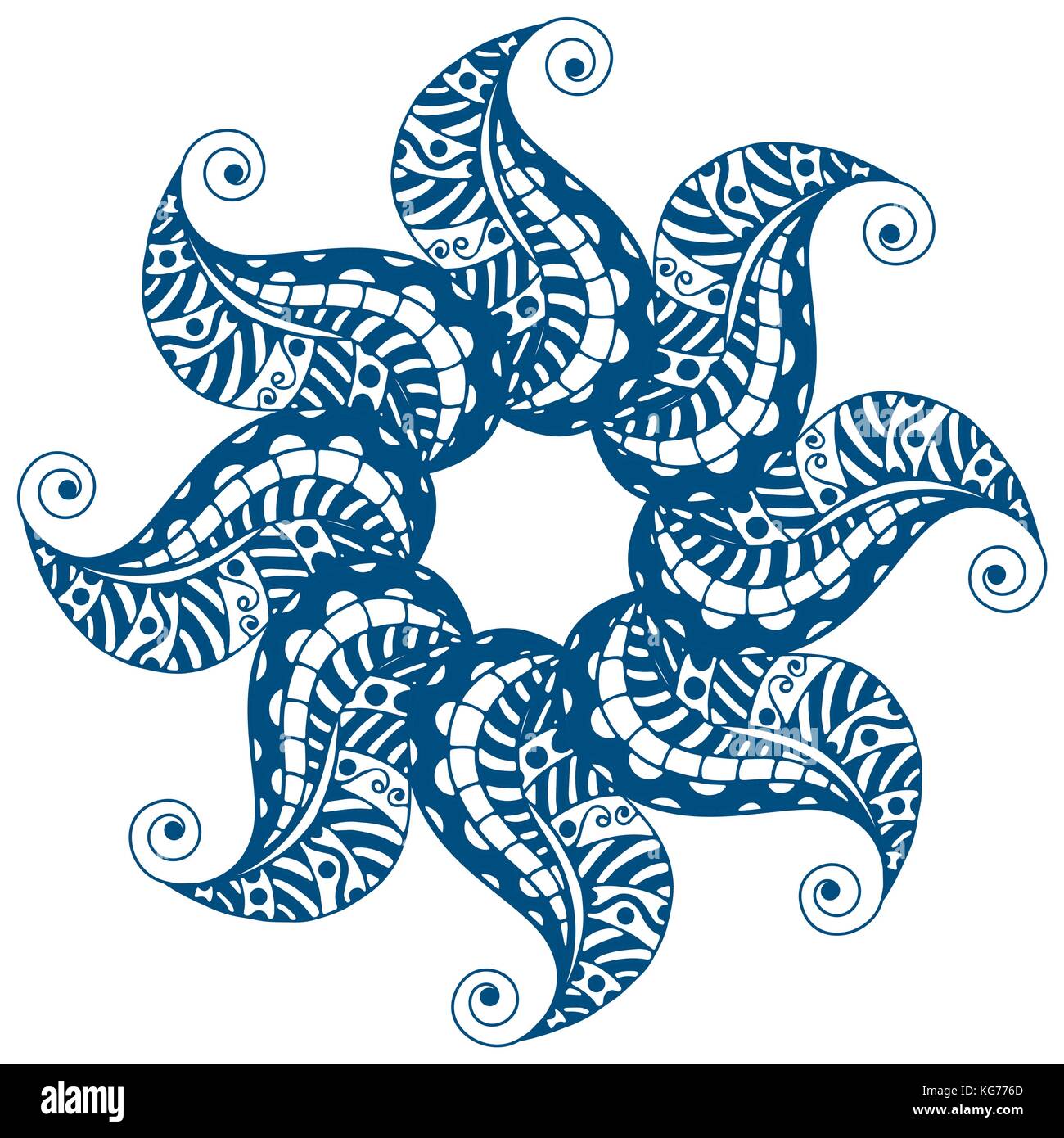 Blue abstract ornament, isolated on white background. Vector ...