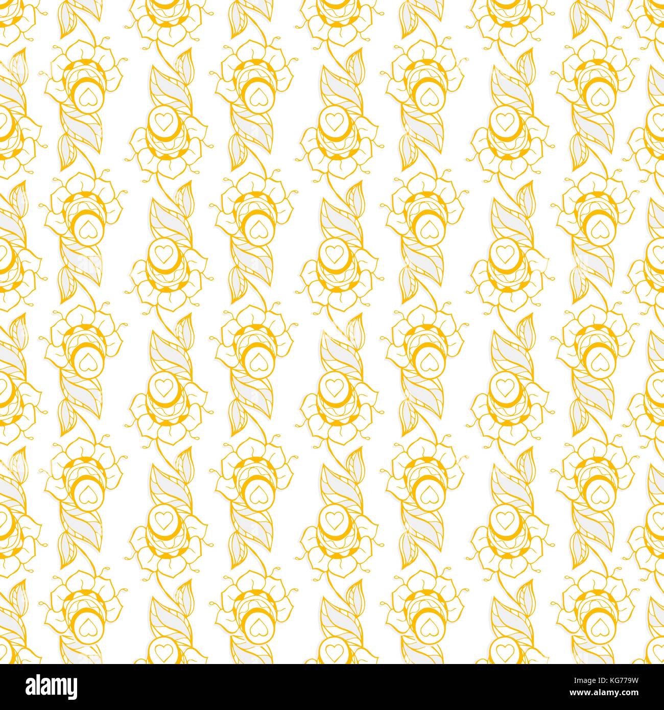 Seamless yellow Floral Pattern. Hand Drawn Floral Texture, Decorative ...