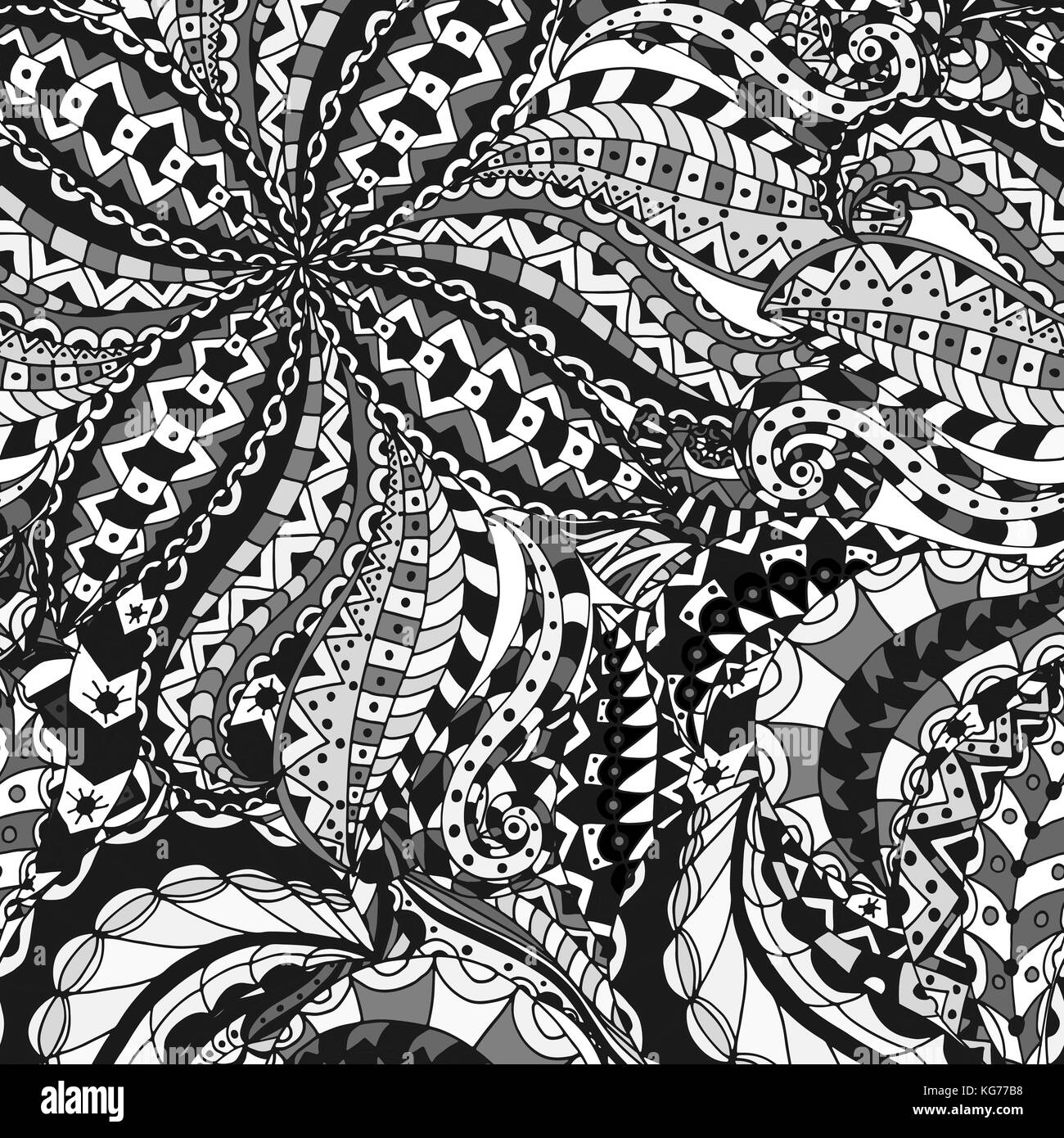 Seamless Abstract Tribal Pattern. Vector illustration. Hand Drawn ...