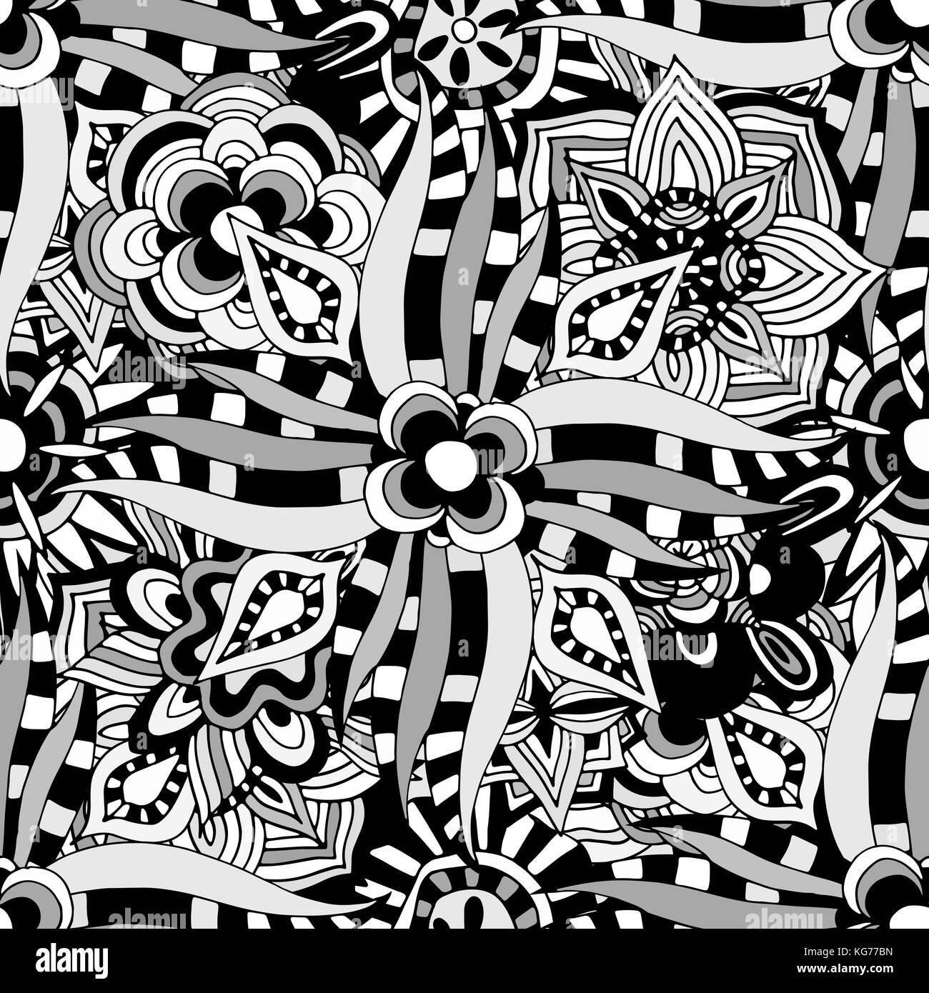 Seamless Abstract Tribal Pattern. Vector illustration. Hand Drawn ...