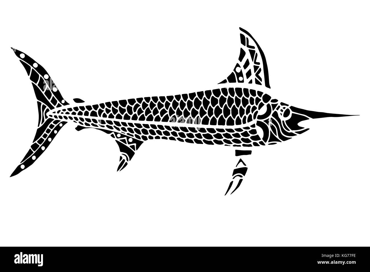 art stylized Fish. Hand Drawn doodle vector illustration isolated on ...