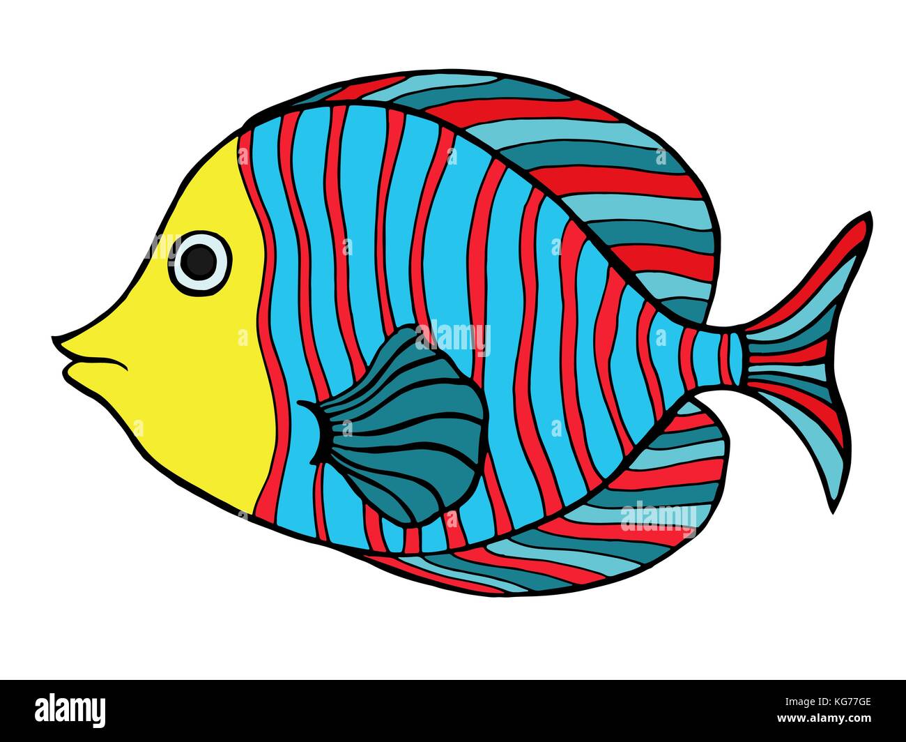 art stylized Fish. Hand Drawn doodle vector illustration isolated on ...