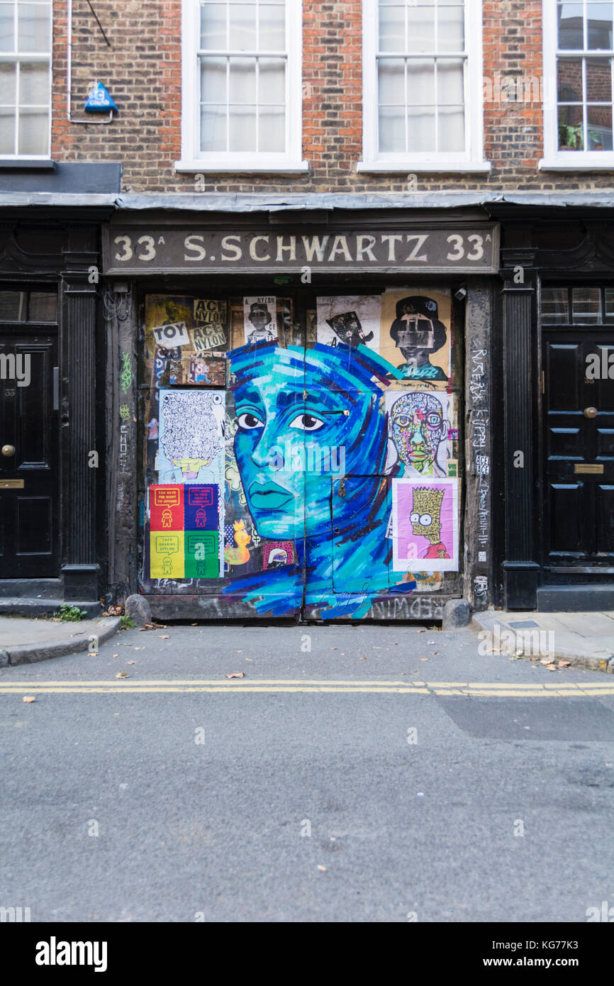S. Schwartz an old Jewish shop sign on Fournier Street, Spitalfields ...