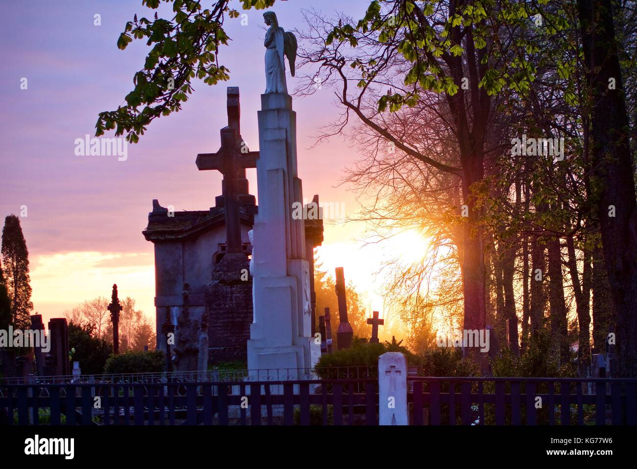 old cemetery at sunset Stock Photo - Alamy