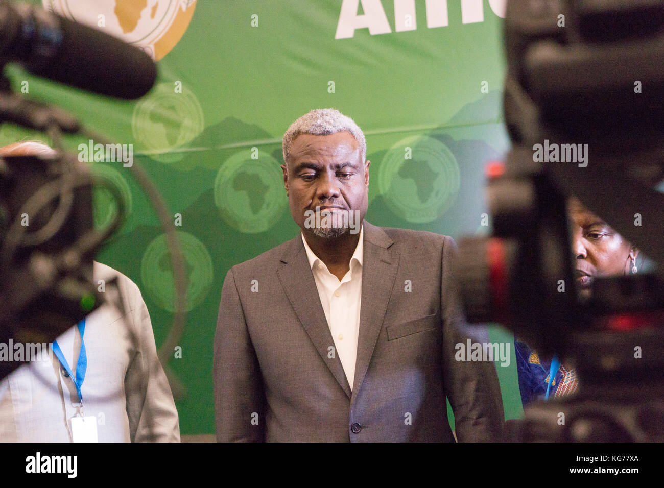 Moussa Faki Mahamat, Chairperson of the African Union Commission, at a ...