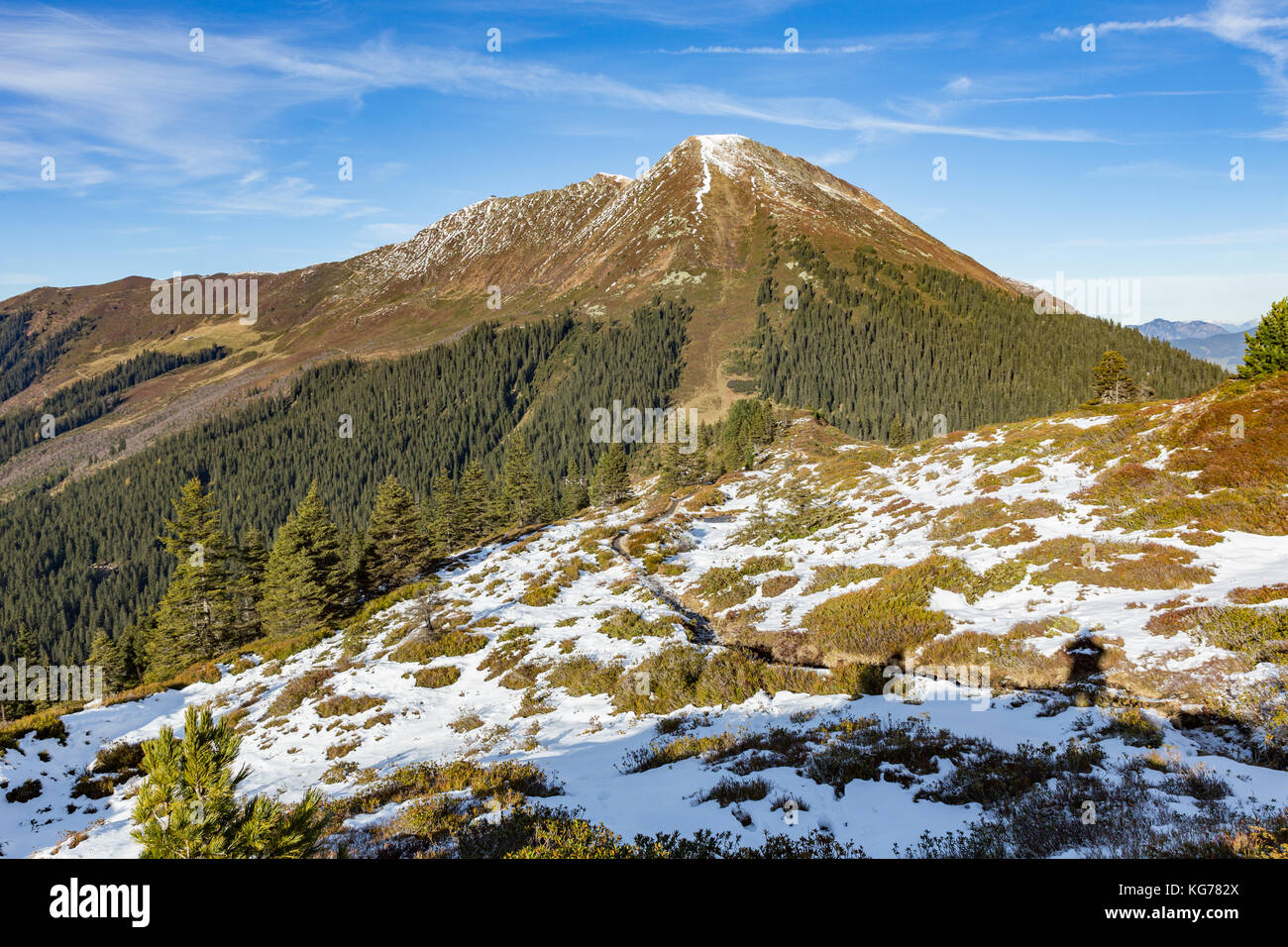 alpine landscape with first snow in late autumn Stock Photo - Alamy