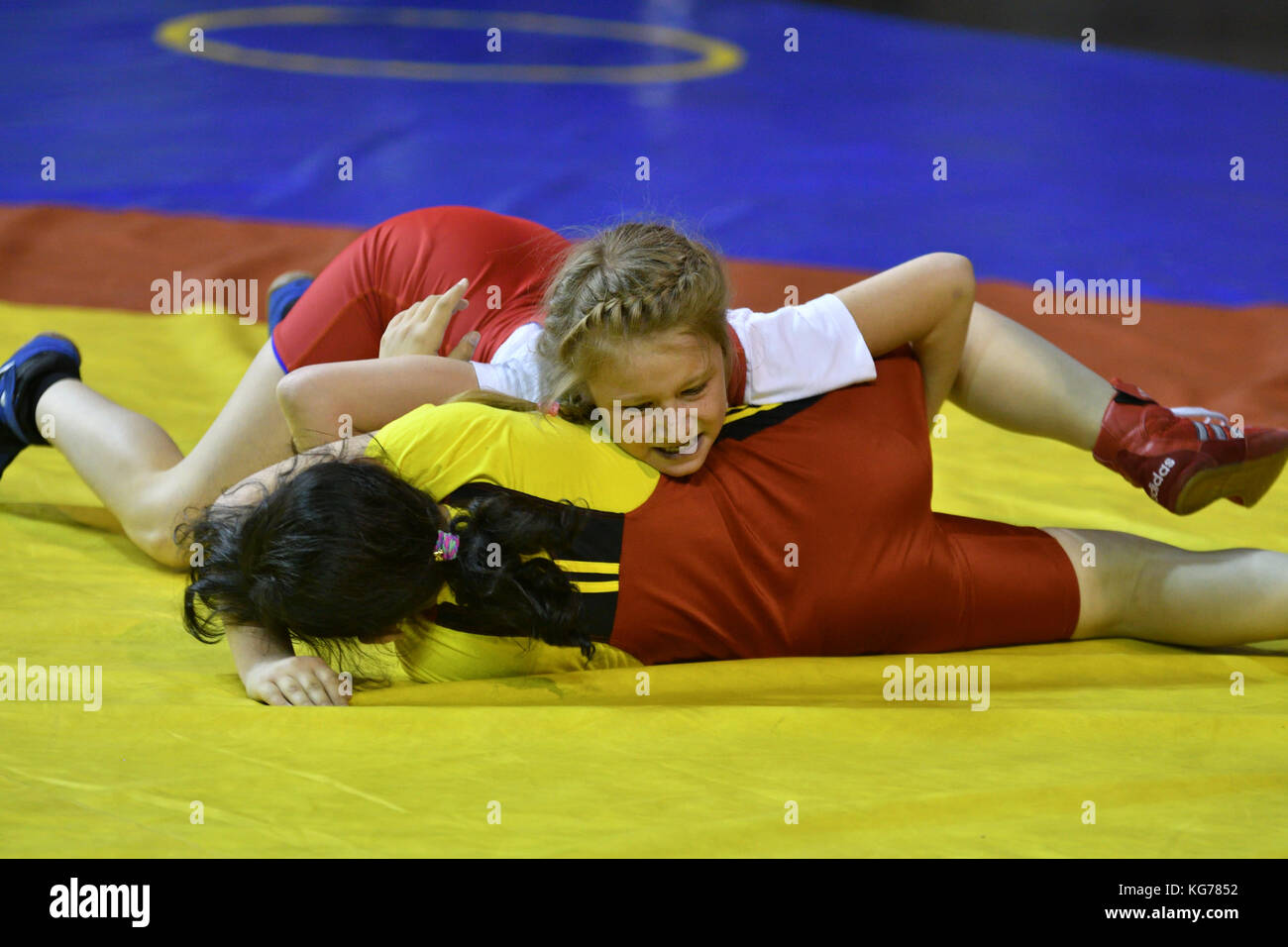 Orenburg, Russia-May 5, 2017 year: Girls compete in freestyle wrestling ...