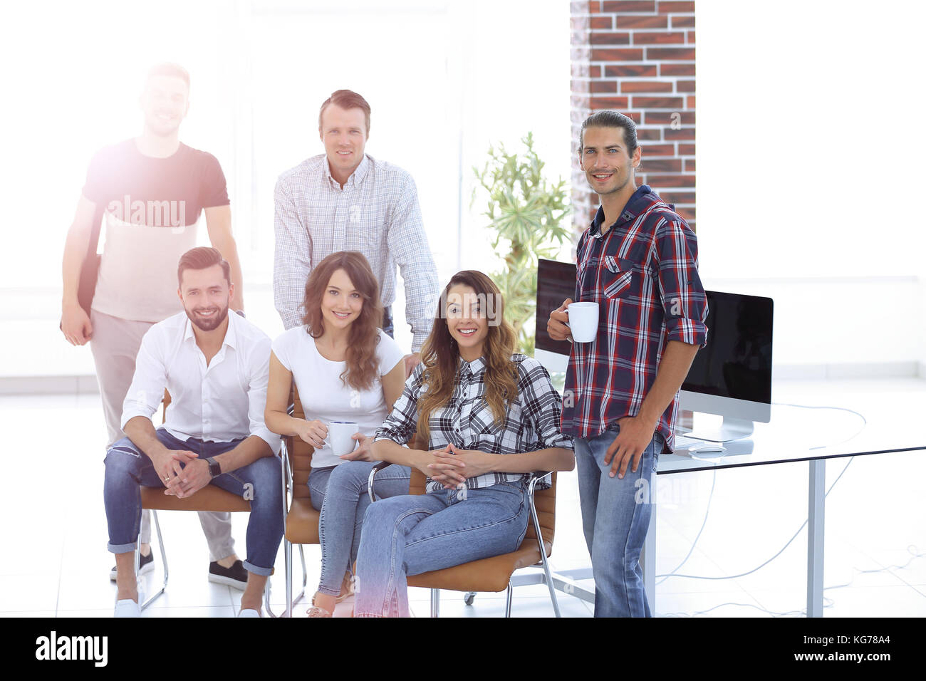 portrait of a creative team in a workplace in the office Stock Photo ...