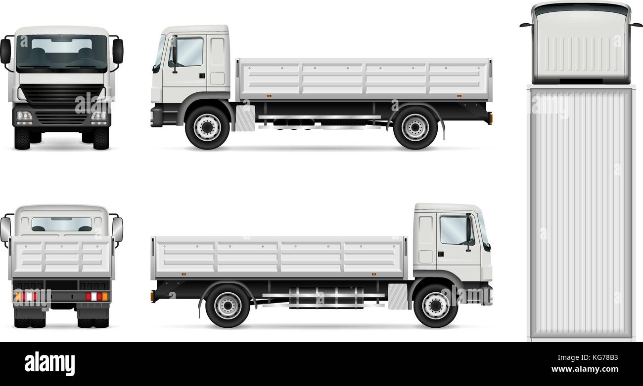 Work truck template. Vector isolated lorry on white. All elements in ...