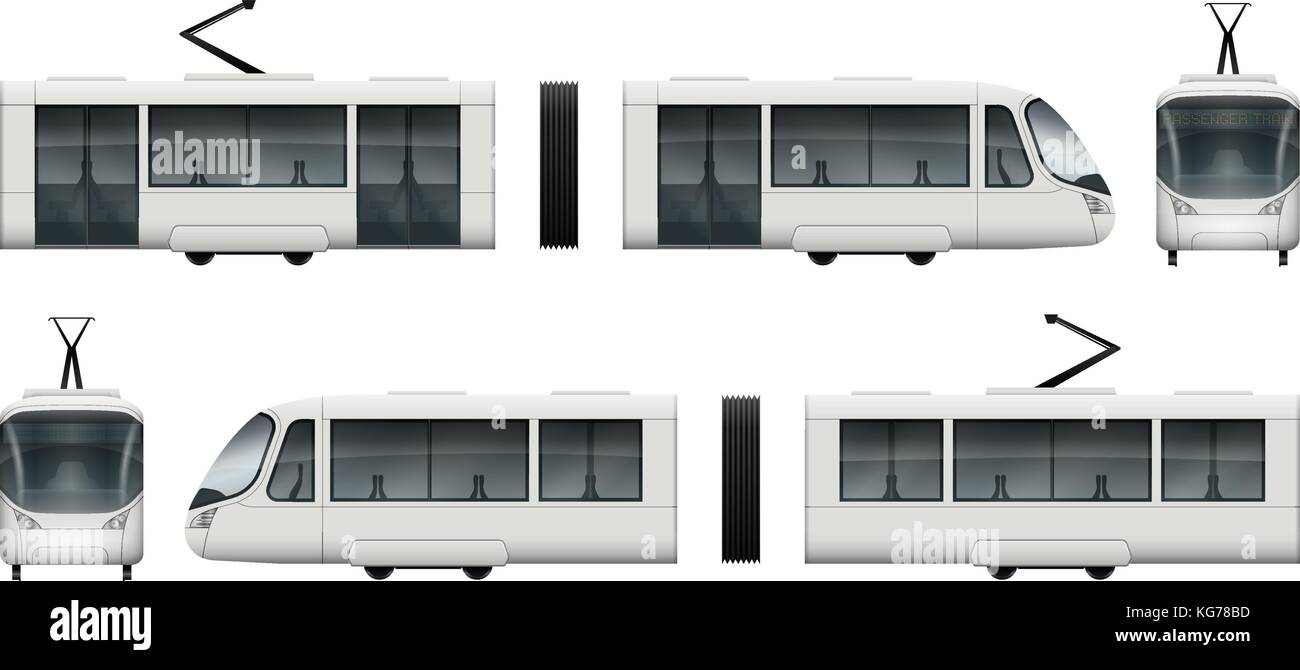 Vector tram train template for advertising, corporate identity. White ...