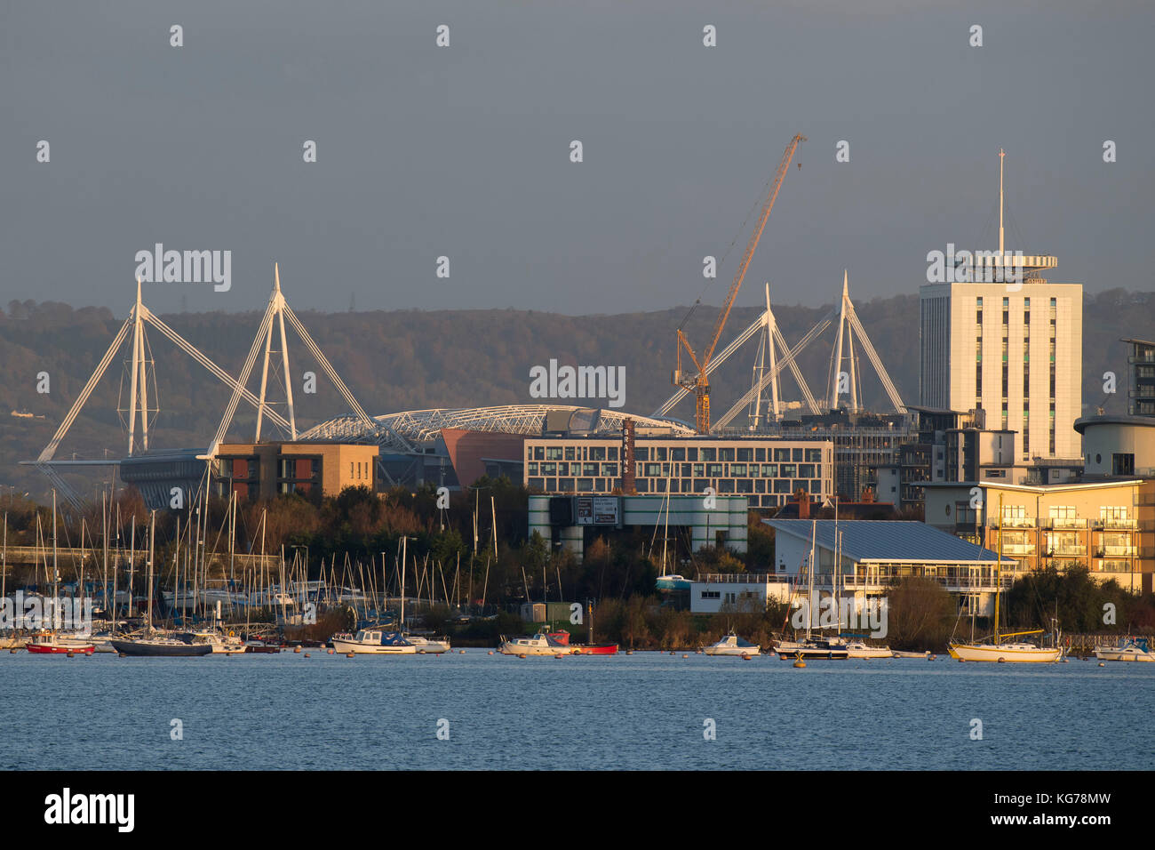 General view of the Principality Stadium from Cardiff Bay, Cardiff ...