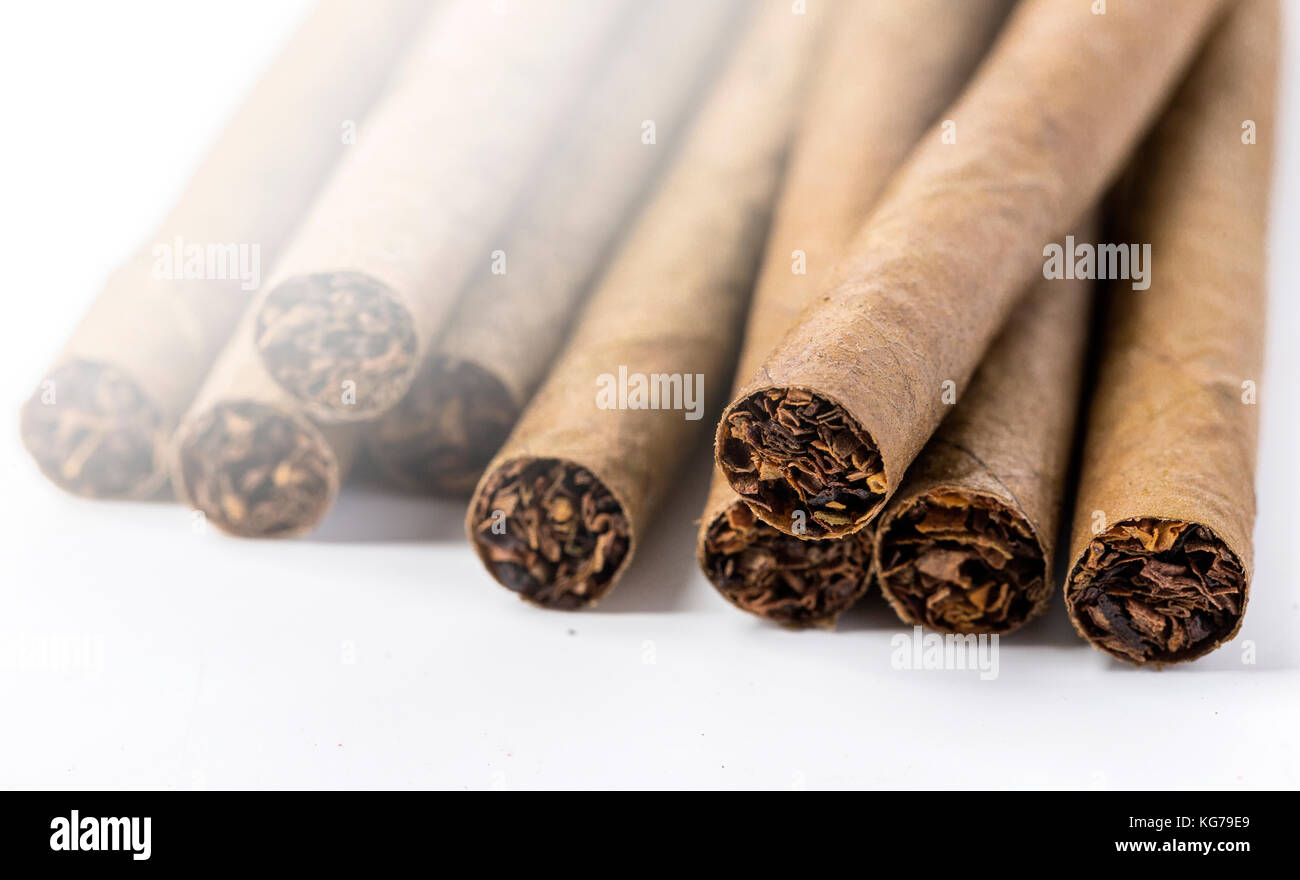 the small cigarillos photographed by a close up Stock Photo - Alamy