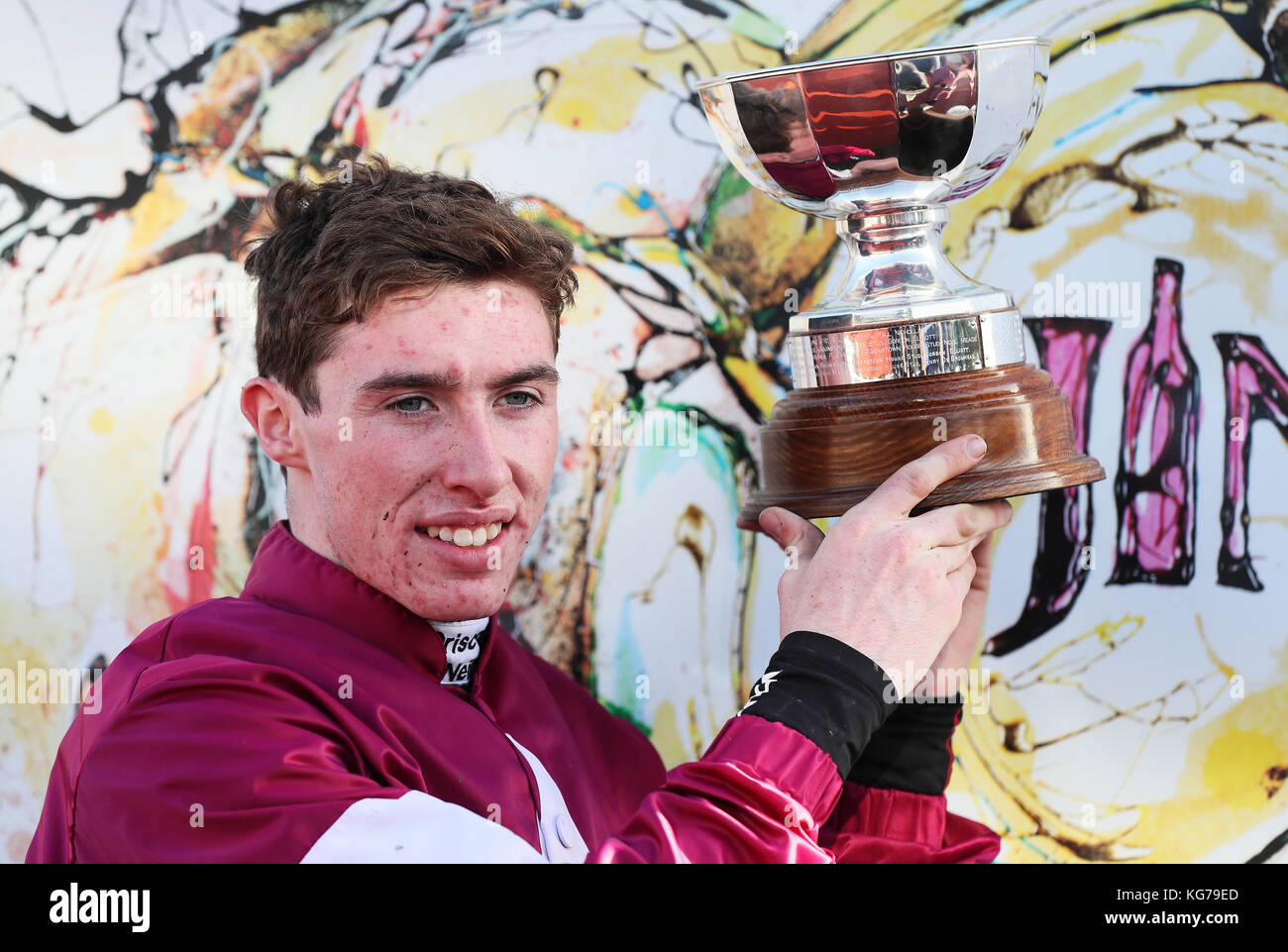 Jockey Jack Kennedy in the parade ring after winning the JNwine.com ...