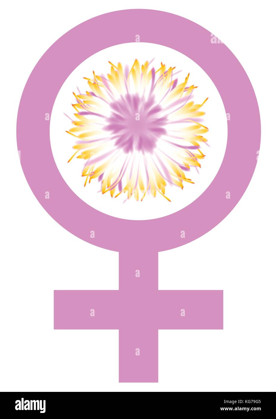A pink female symbol with flower on a white background Stock Vector ...
