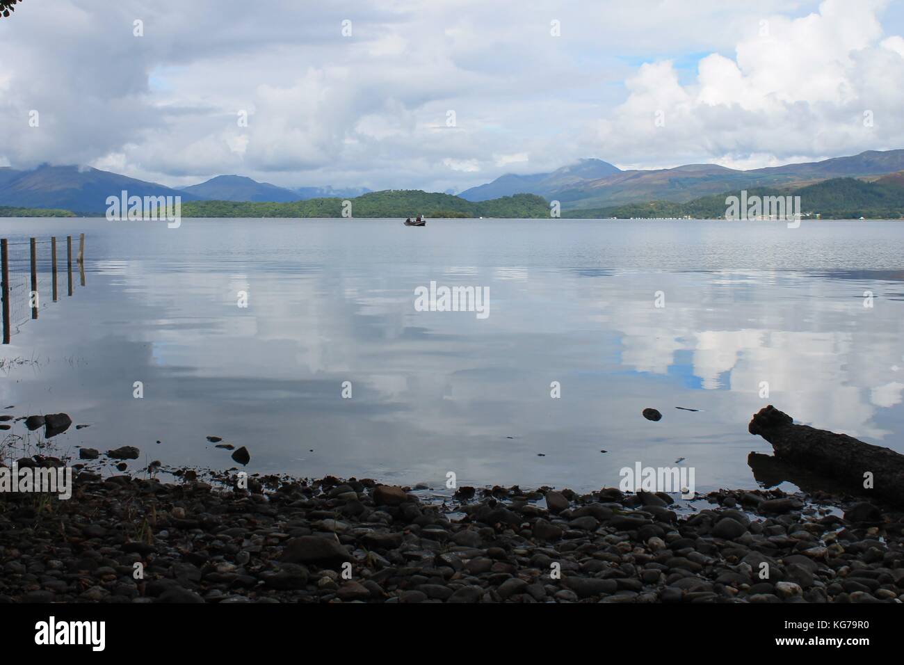 Loch Lomond, Scotland view across the lake loch showing where highlands ...