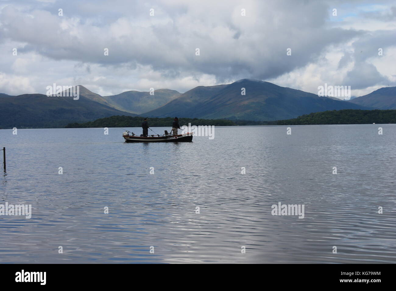 Loch Lomond, Scotland view across the lake loch showing where highlands ...