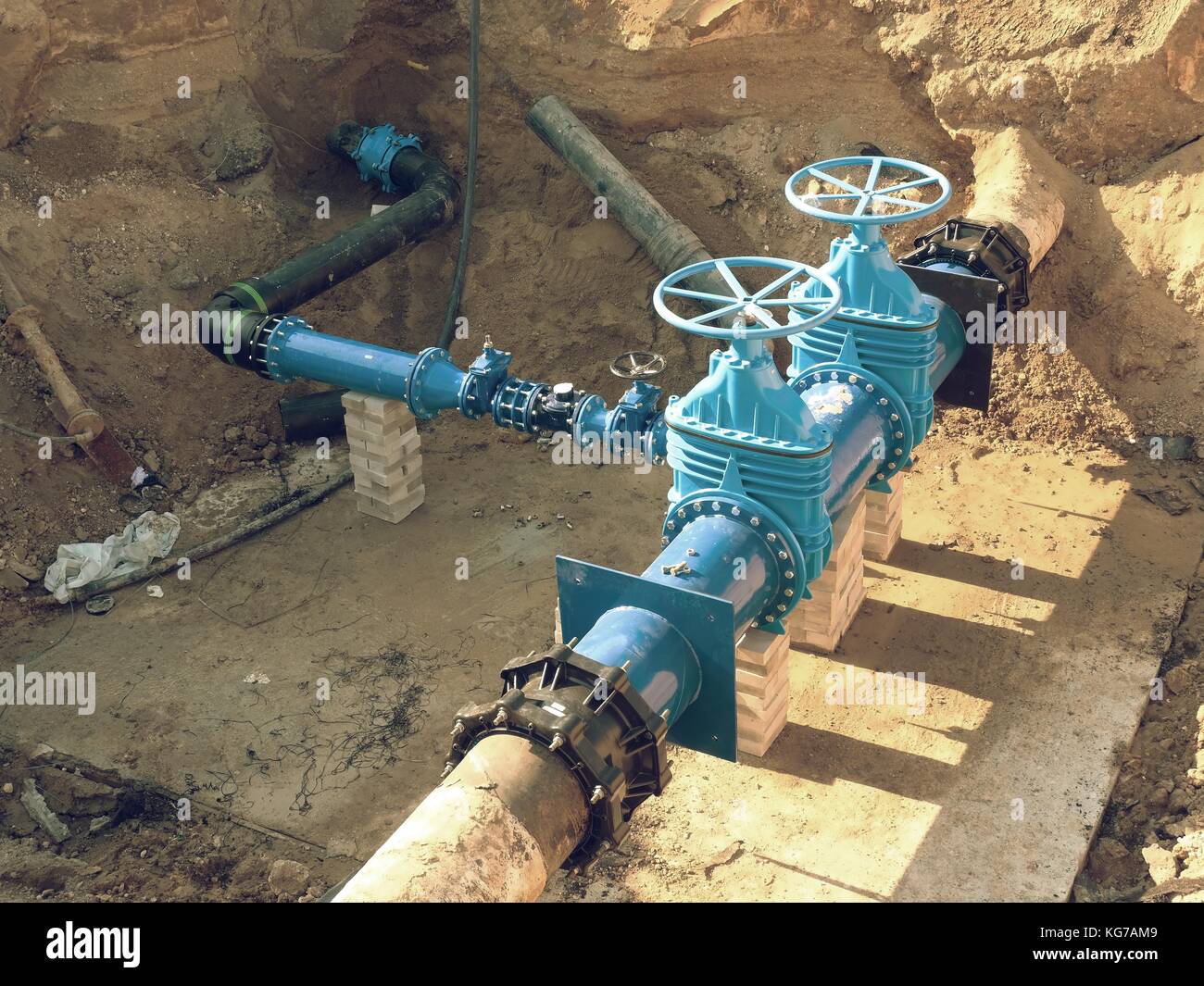 Reconstruction of main City water supply pipeline in underground. 500mm ...