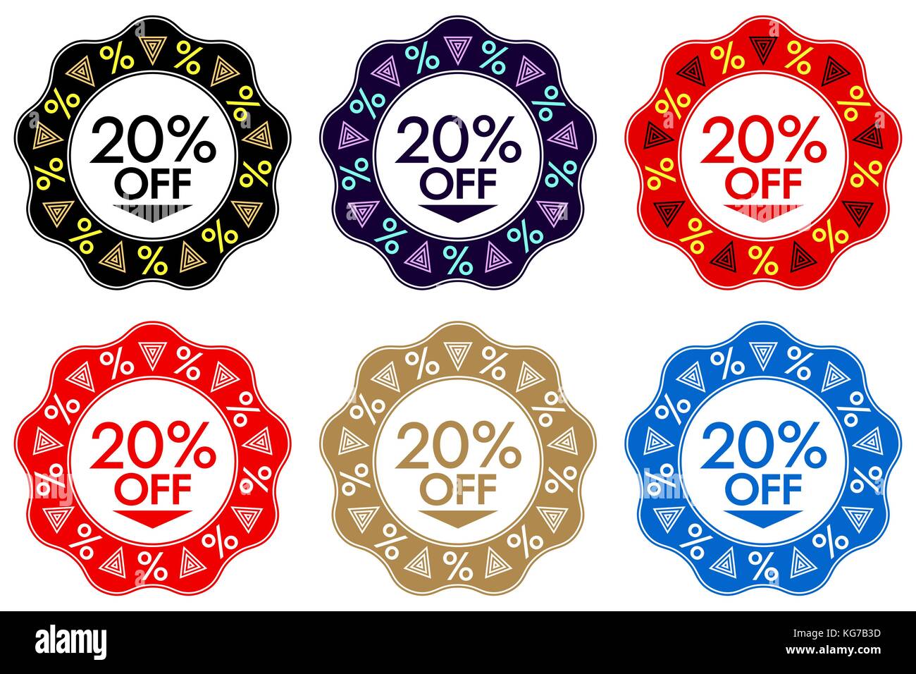 20% Off Discount Sticker. Set of Banner or Sticker Design with 20% Off ...
