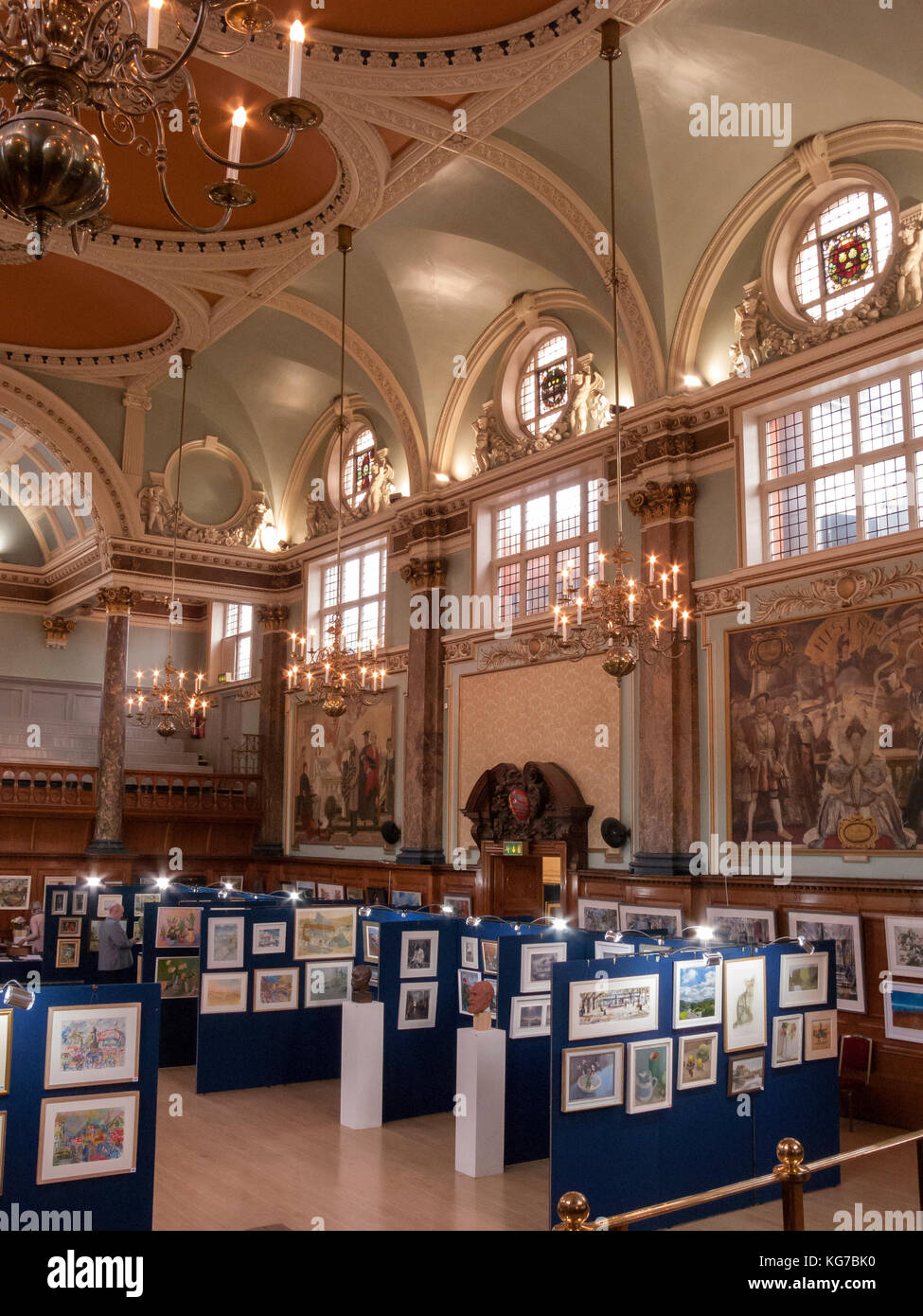 Chelsea Art Society Exhibition, Chelsea Town Hall, London Stock Photo ...