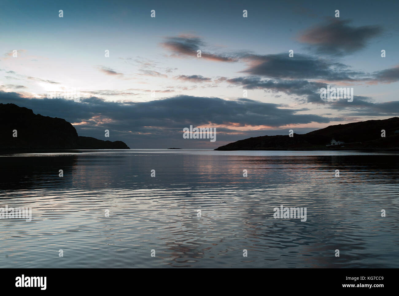 Sun setting over Loch Kirkaig - Inverkirkaig Stock Photo - Alamy