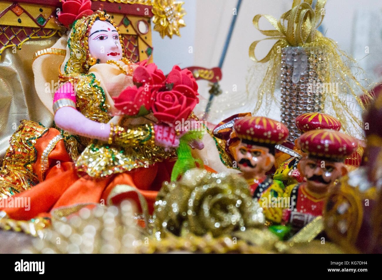 Beautifully made traditional rajasthani puppets showing a bridal ...