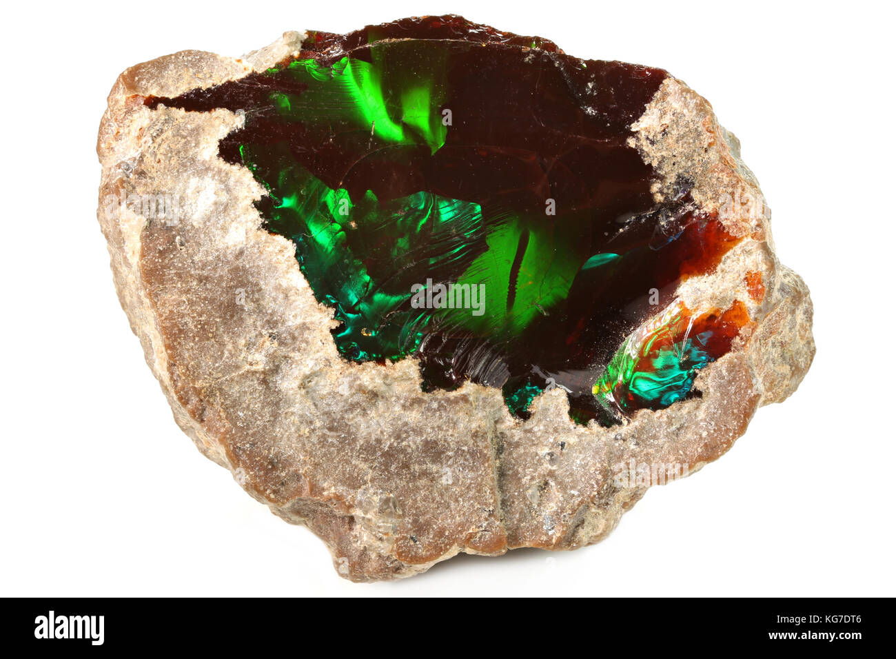 Ethiopian chocolate opal isolated on white background Stock Photo - Alamy