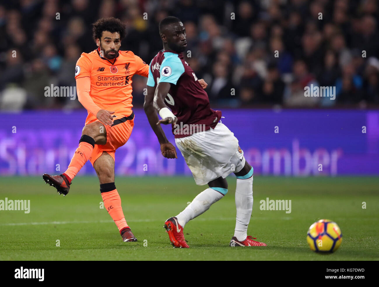 Liverpool's Mohamed Salah scores his side's fourth goal of the game ...