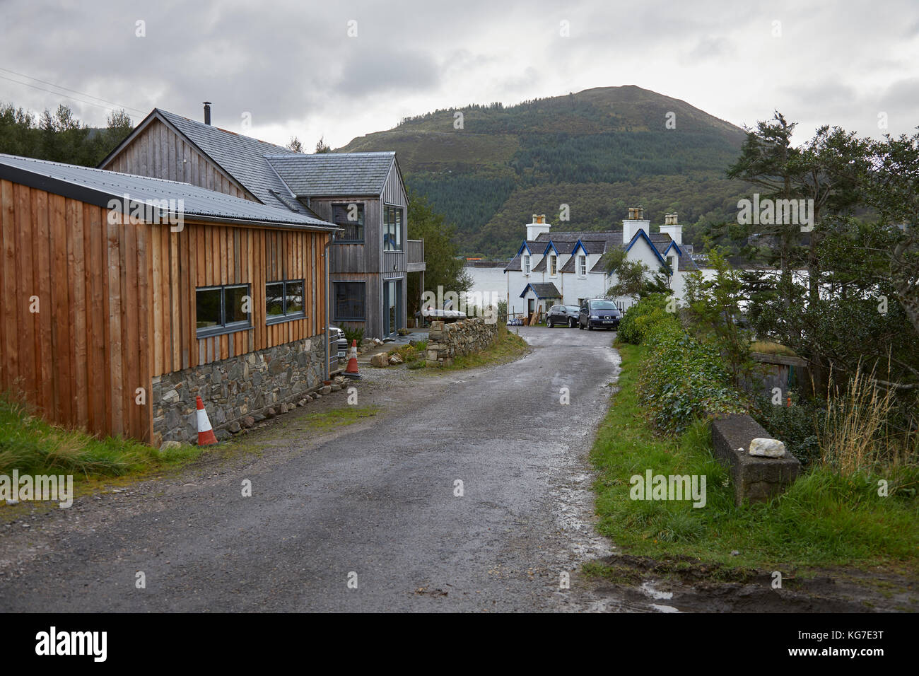 Main road into hamlet of North Strome leading to slipway for ...