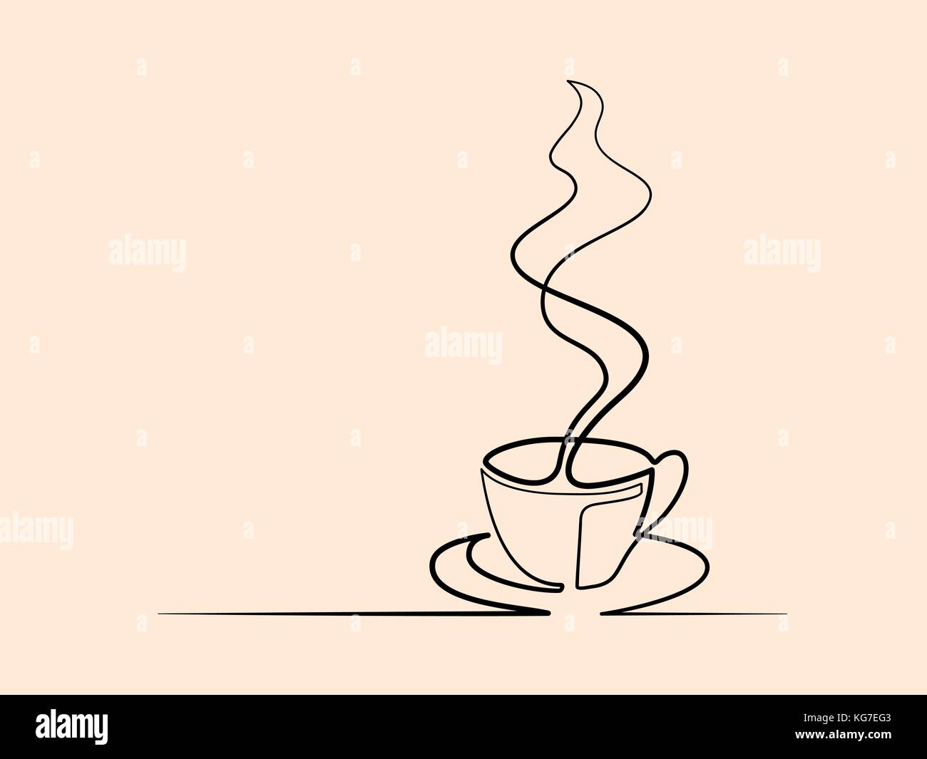 Continuous line drawing of cup of coffee. Vector illustration. Concept ...