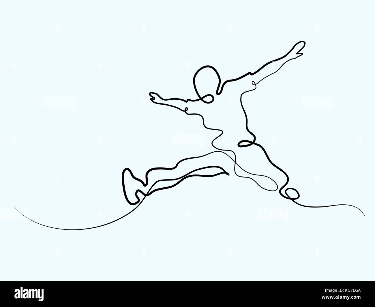 Continuous line drawing. Happy jumping man. Vector illustration ... Continuous line drawing. Happy jumping man. Vector illustration ...