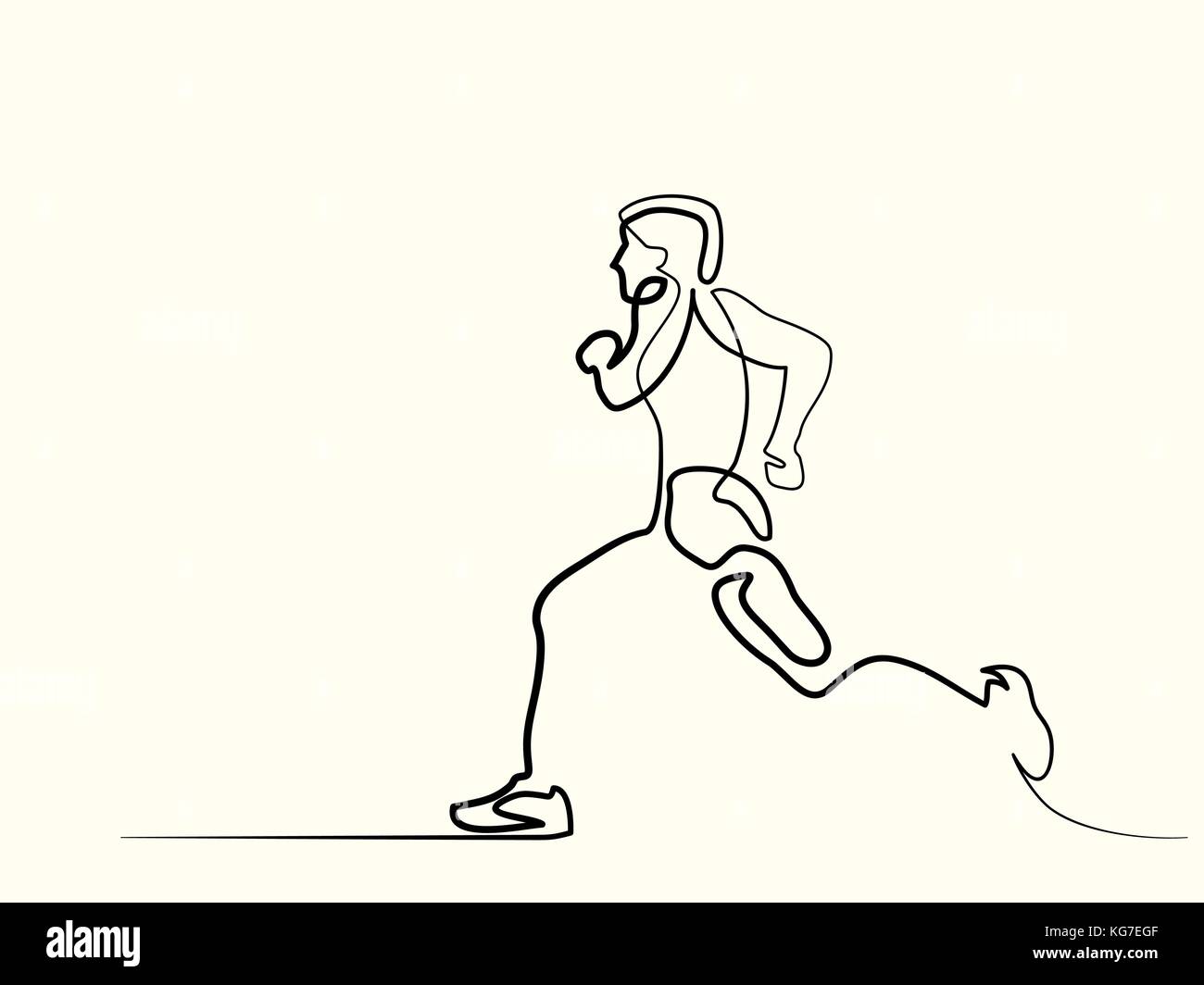 Continuous line drawing. Sport running man. Vector illustration ...