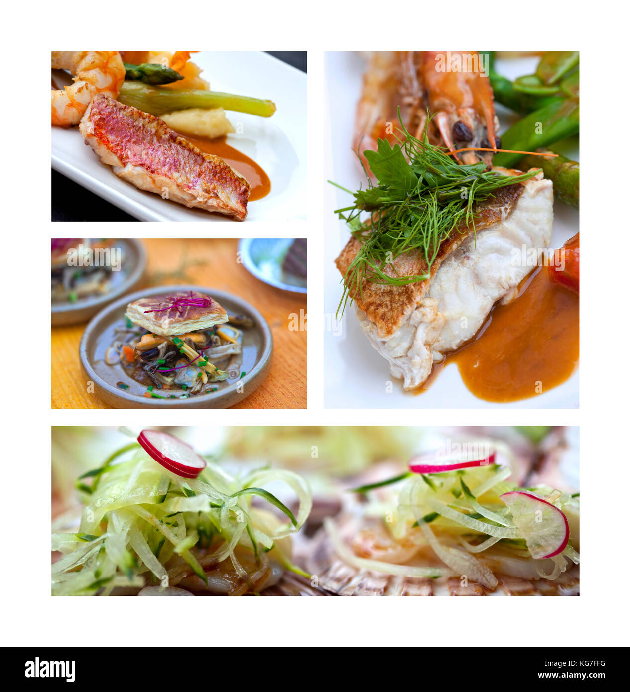 Collage of Fish dishes for a restaurant Stock Photo - Alamy