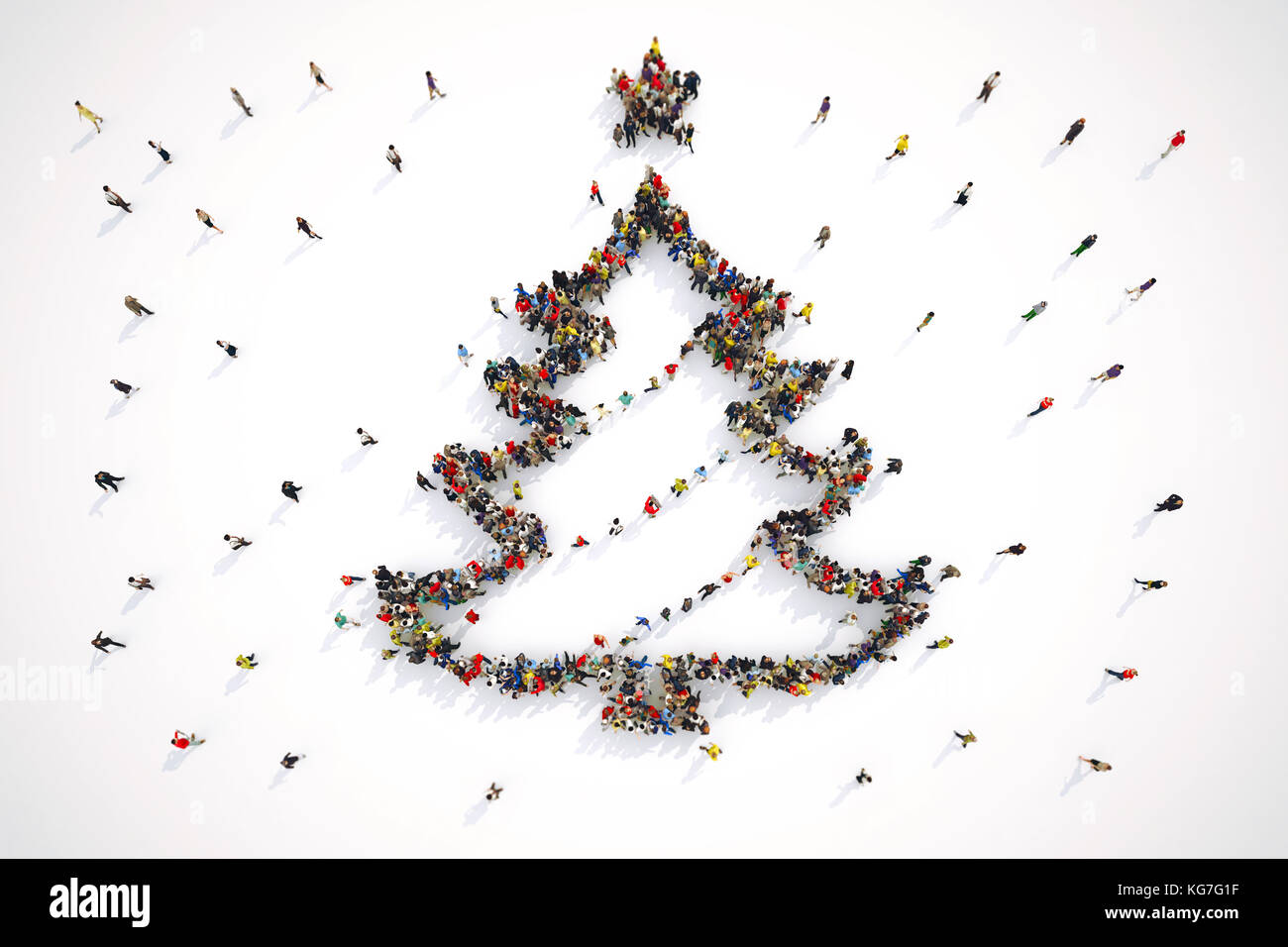 People form the shape of a christmas tree. 3D Rendering Stock Photo - Alamy