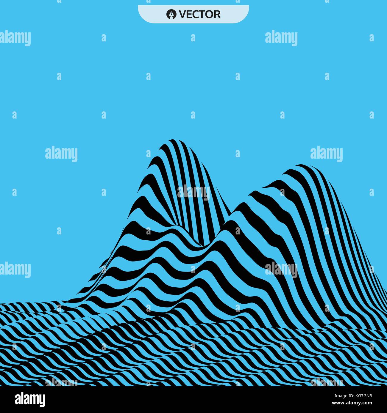 Landscape background. Terrain. Pattern with optical illusion. 3D Vector ...