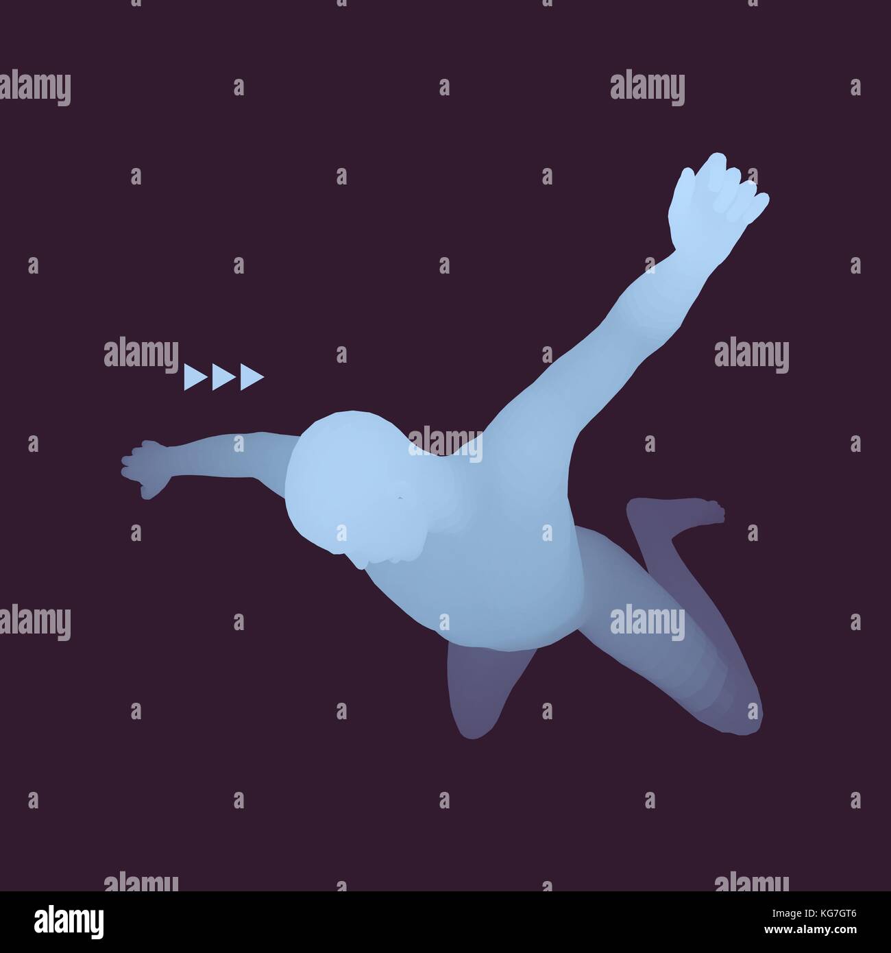 Man falling down. Jumping Man. 3D Model of Man. Human Body. Sport ...