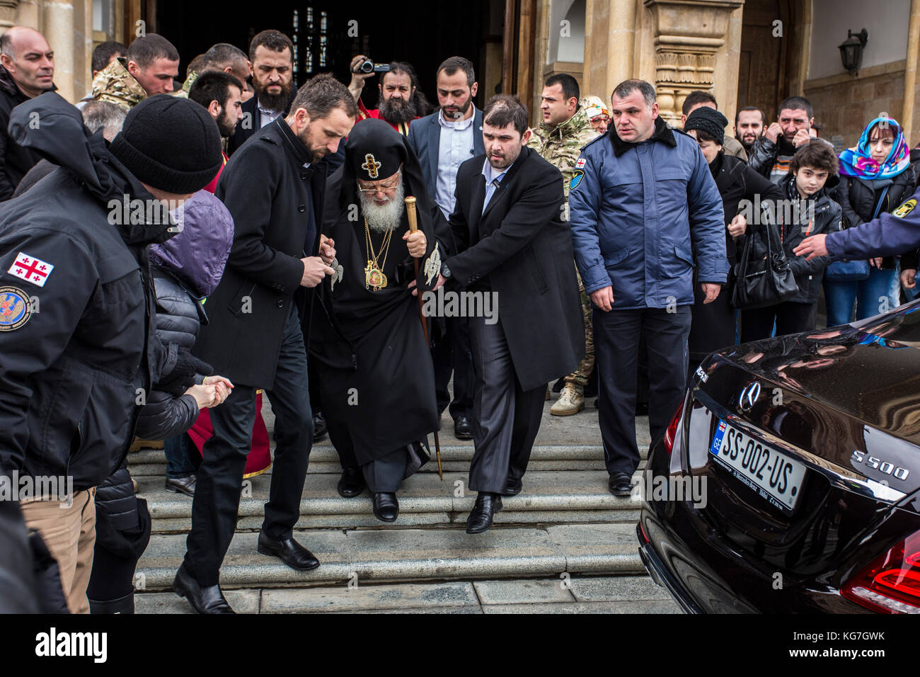 Catholicos-Patriarch of All Georgia, Ilia II of Georgia being assisted ...
