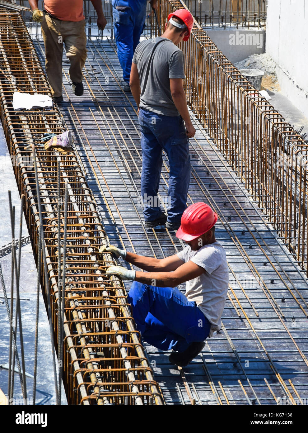 Construction workers at work Stock Photo - Alamy