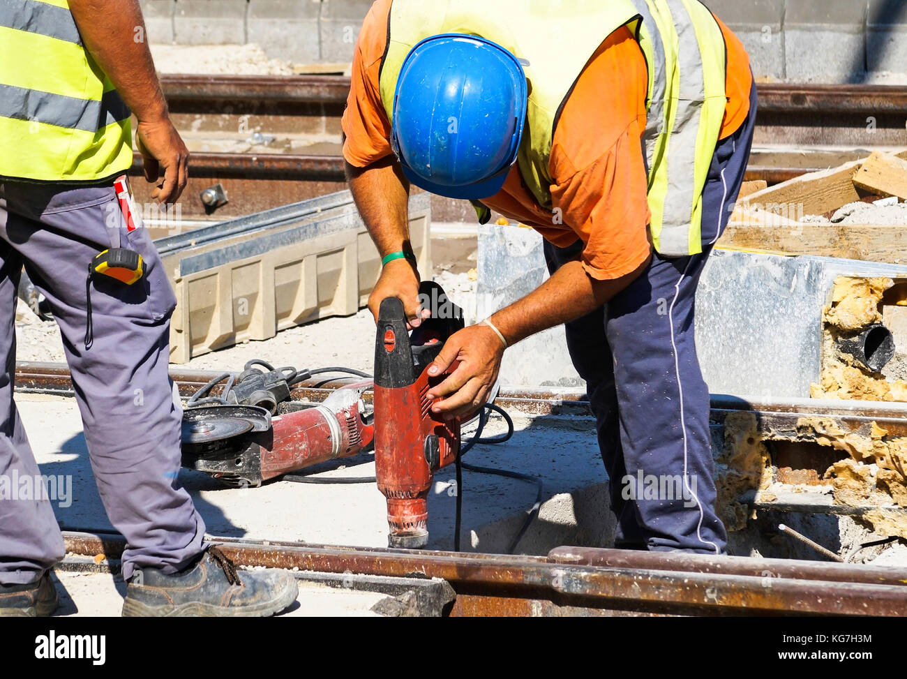 Construction workers at work Stock Photo - Alamy
