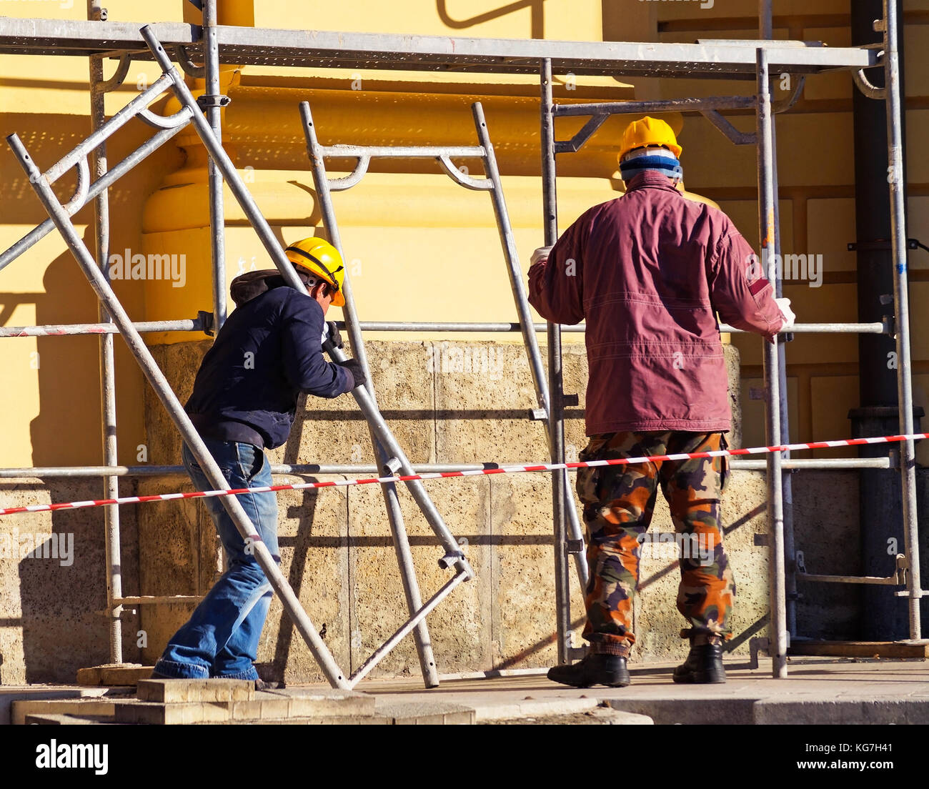 Construction workers at work Stock Photo - Alamy