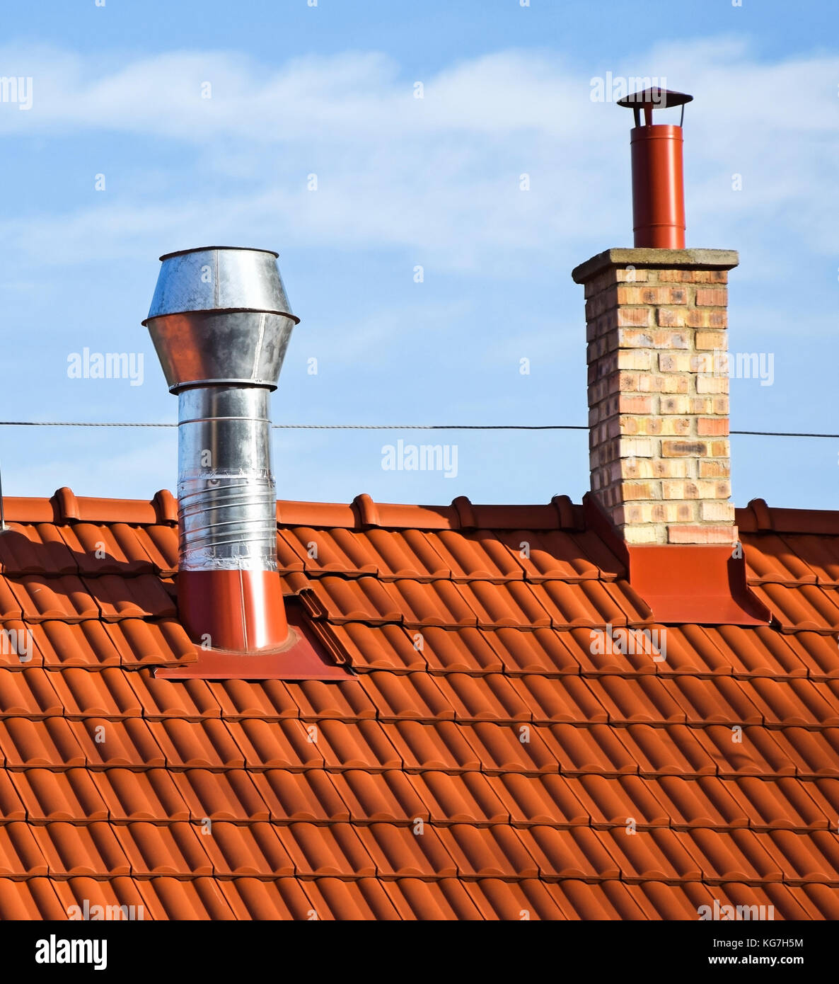 Smoke stacks on the roof Stock Photo - Alamy