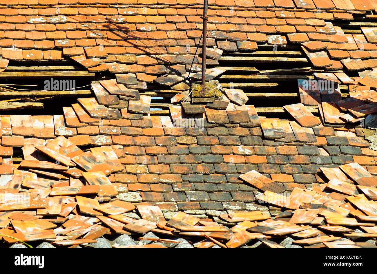 Ruined house roof after storm Stock Photo - Alamy