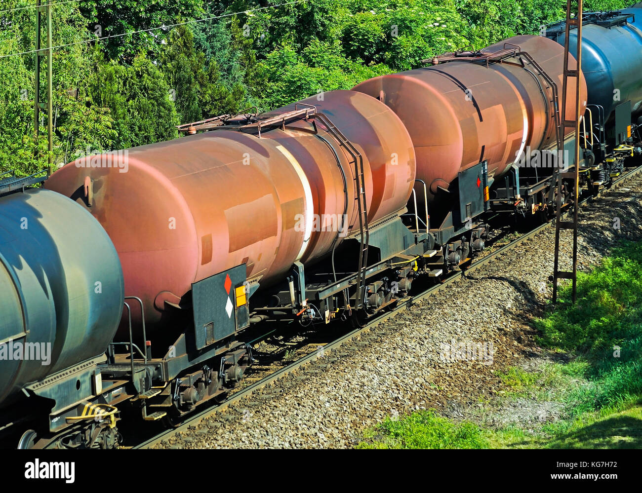 Oil transporter railway carriages Stock Photo - Alamy