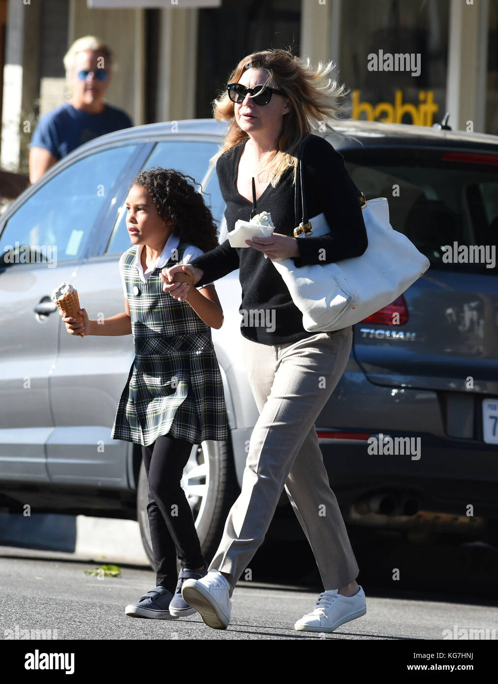 Ellen Pompeo and her daughter Stella grab some ice cream while out and ...