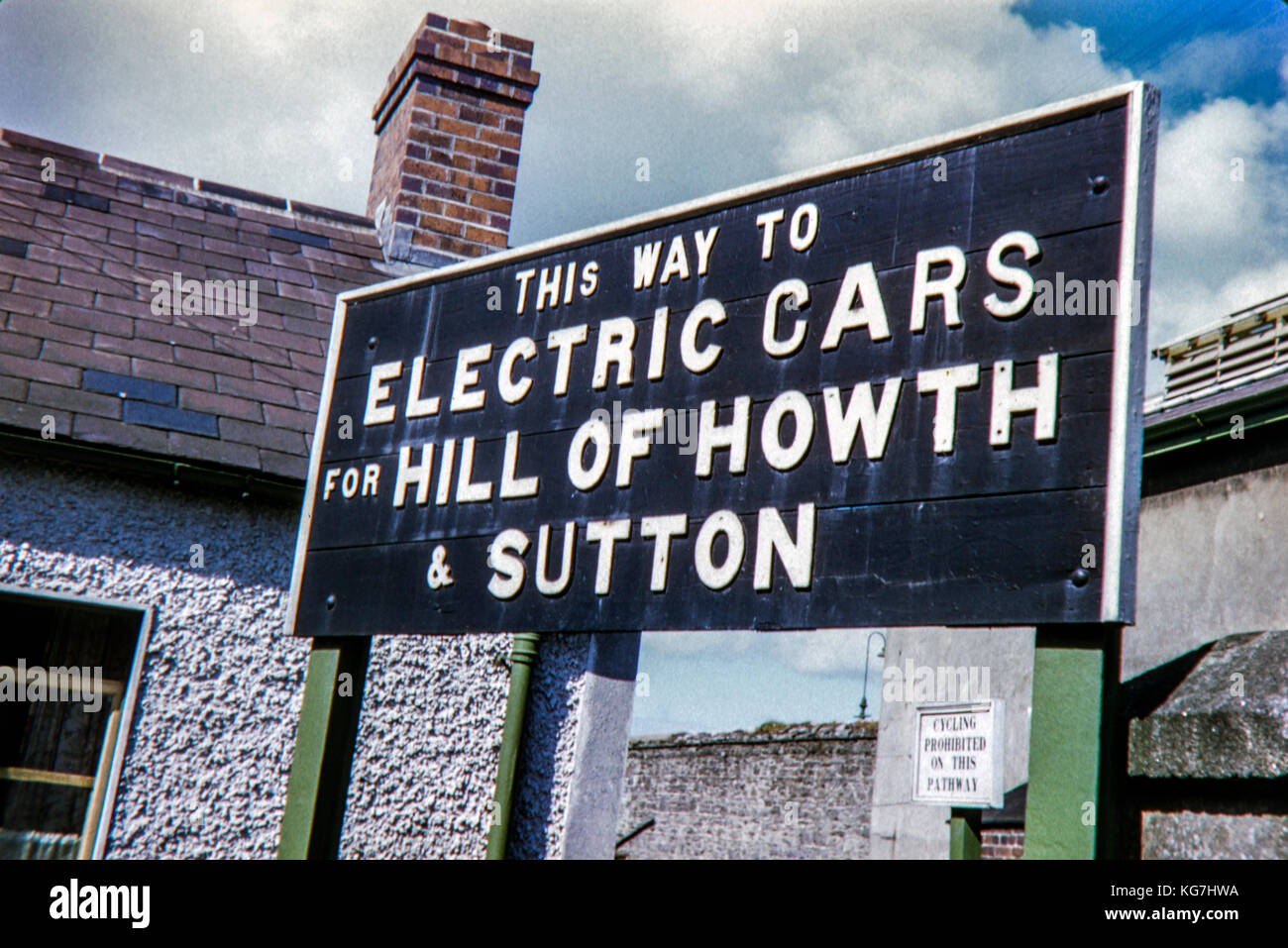 Hill of Howth Tramway, near Dublin, Ireland. Tram sign taken in 1955 ...