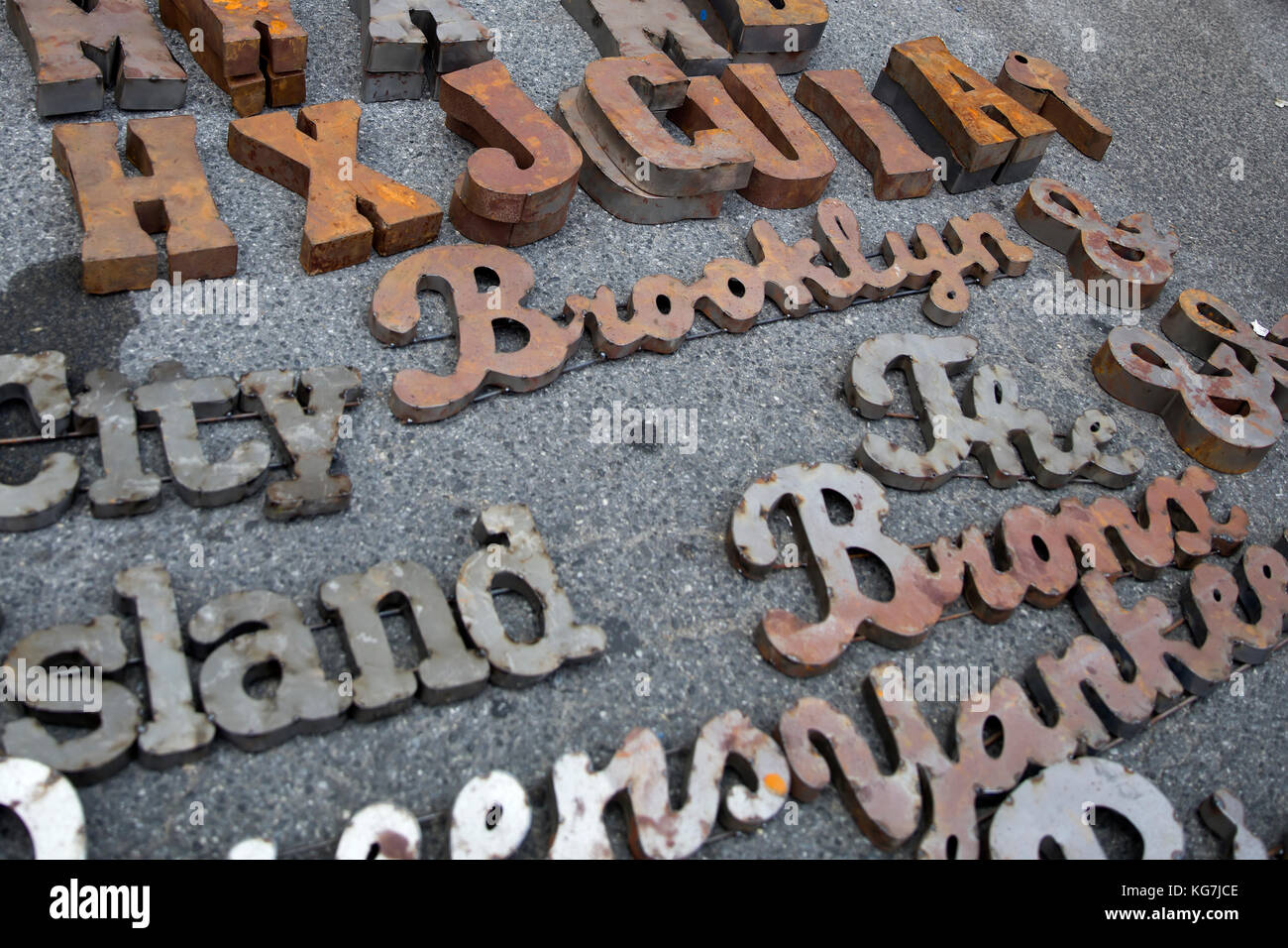 NEW YORK, USA - AUGUST 27, 2017: Detail from Brooklyn Flea market in ...