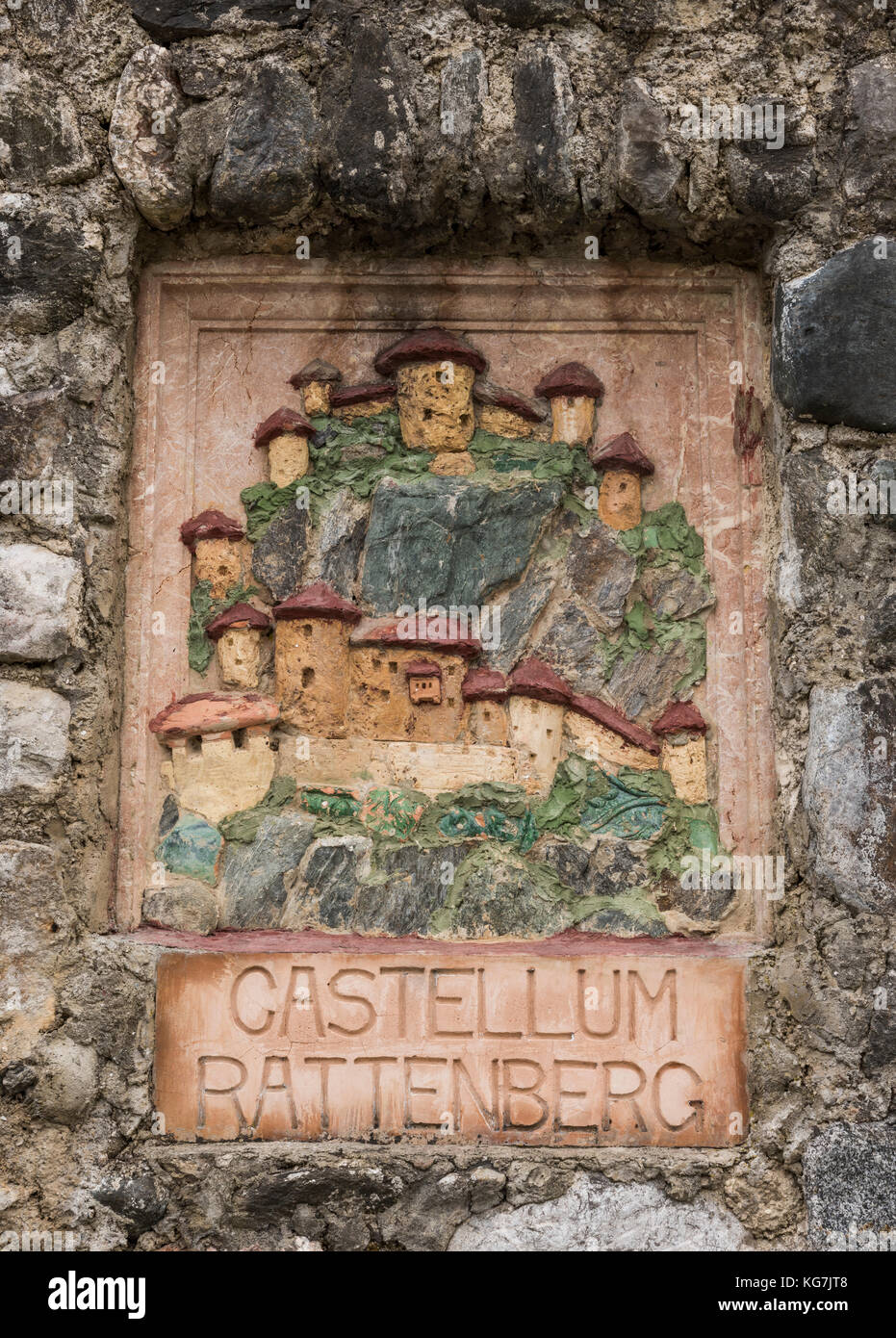 Rattenberg, Austria - September 28, 2017: Plaque of Castellum ...