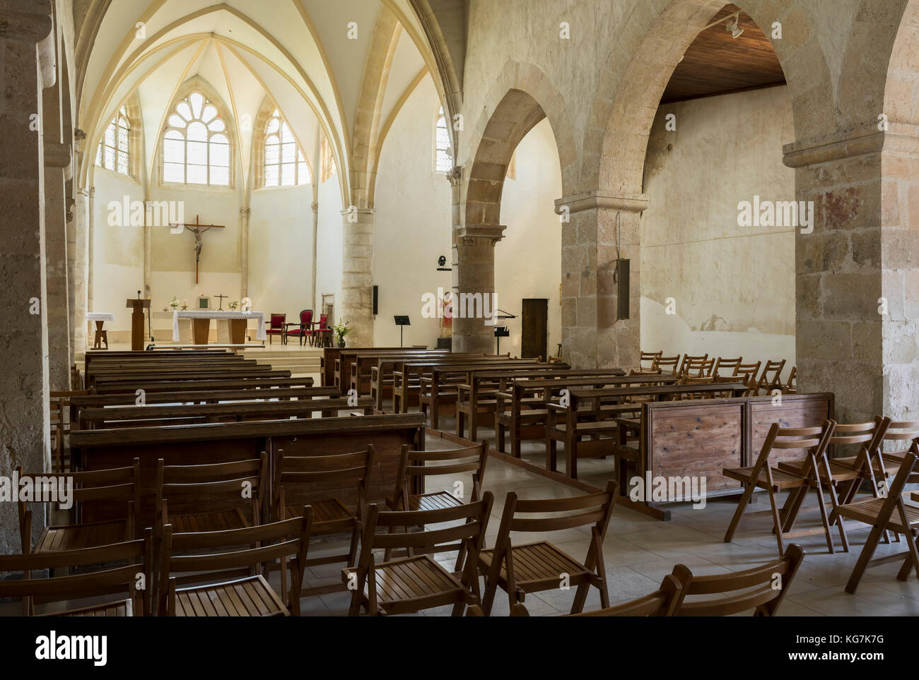 Chavot, France - June 12, 2017: Interior of the church of Chavot in the ...