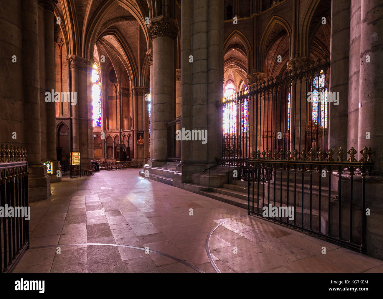 Reims, France - June 12, 2017: interior of the cathedral of Reims with ...