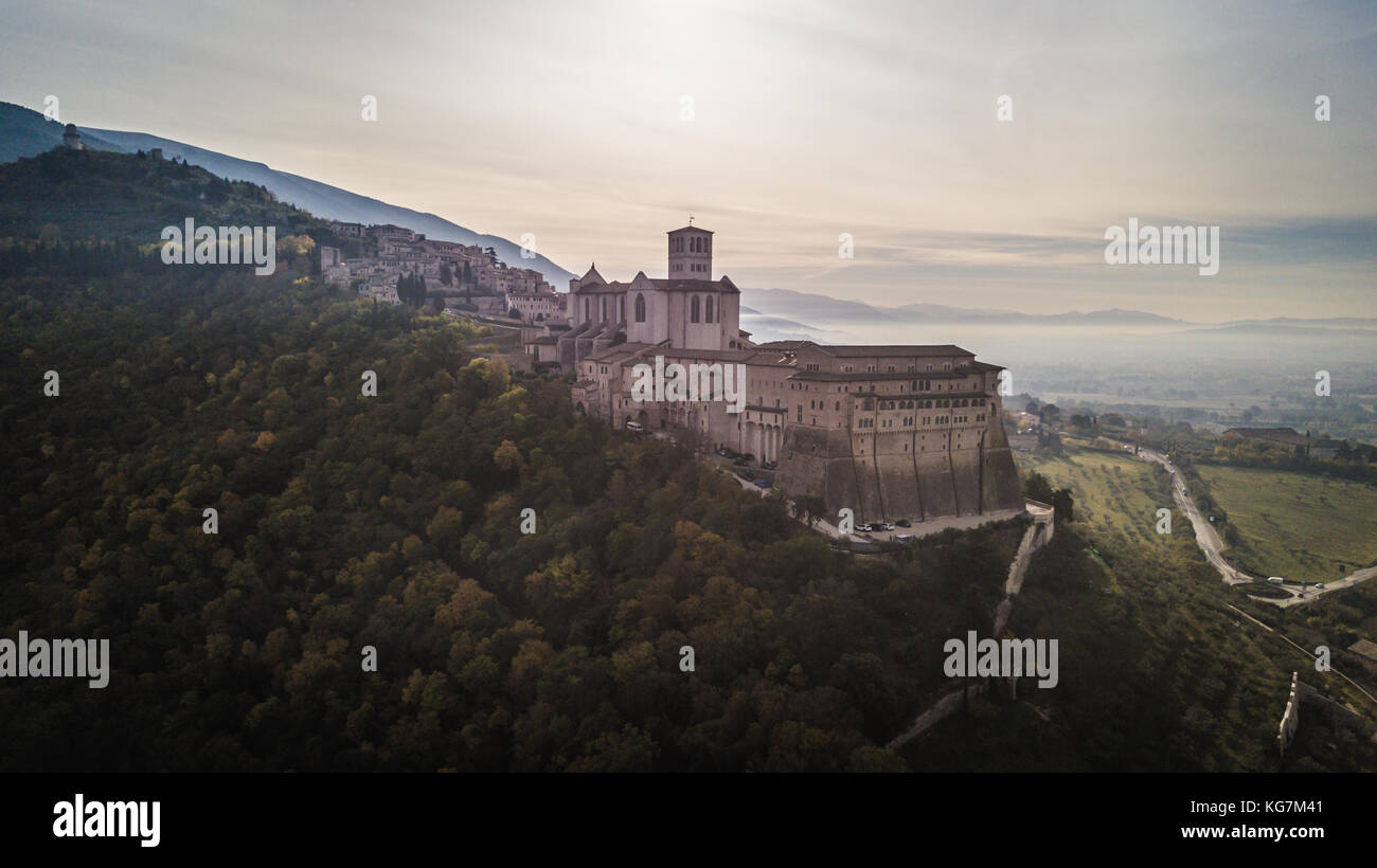 Panoramic view of Saint Francis Basilica, Assisi, Italy Stock Photo - Alamy